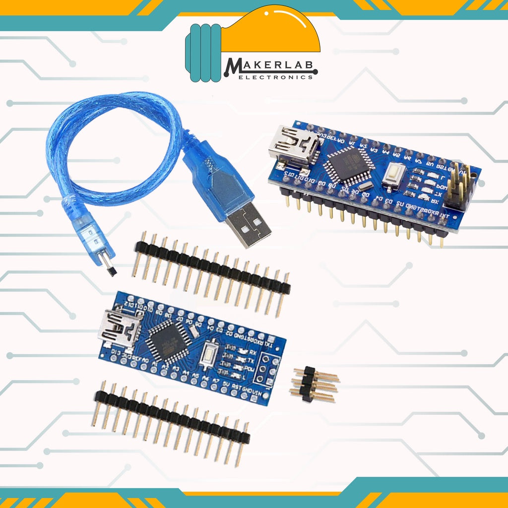 Nano ATmega328P CH340G Unsoldered based on Arduino® with cable – Makerlab Electronics