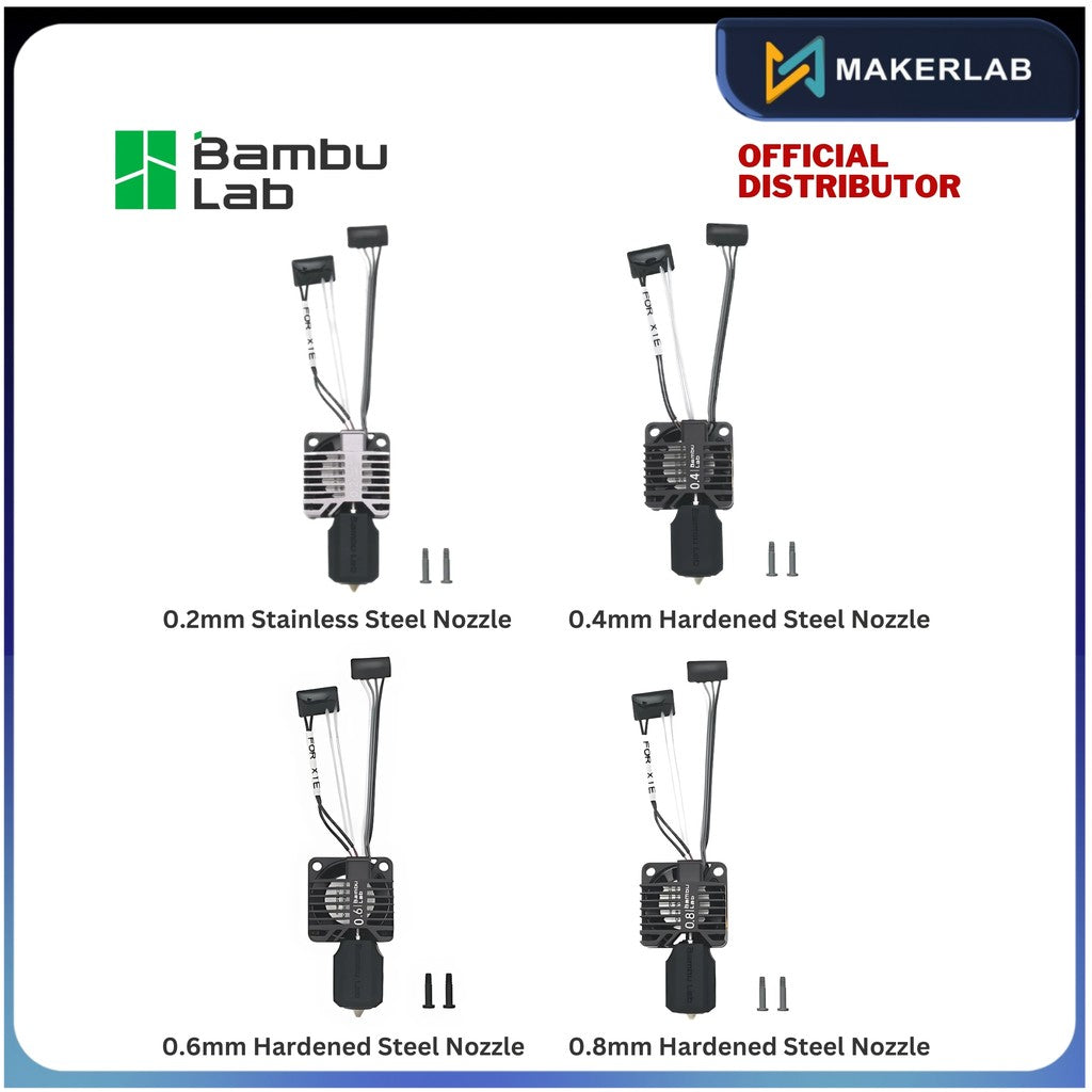 Bambu Lab Complete Hotend Assembly with 0.2mm 0.4mm 0.6mm 0.8mm Nozzle – Makerlab Electronics