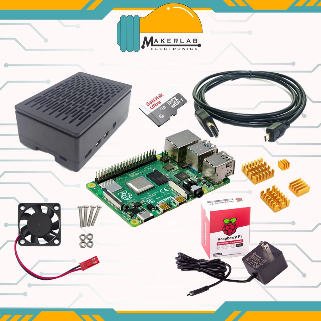 Raspberry Pi 4 Model B 4GB RAM Starter Kit OKdo Kit__ Plastic Official ...