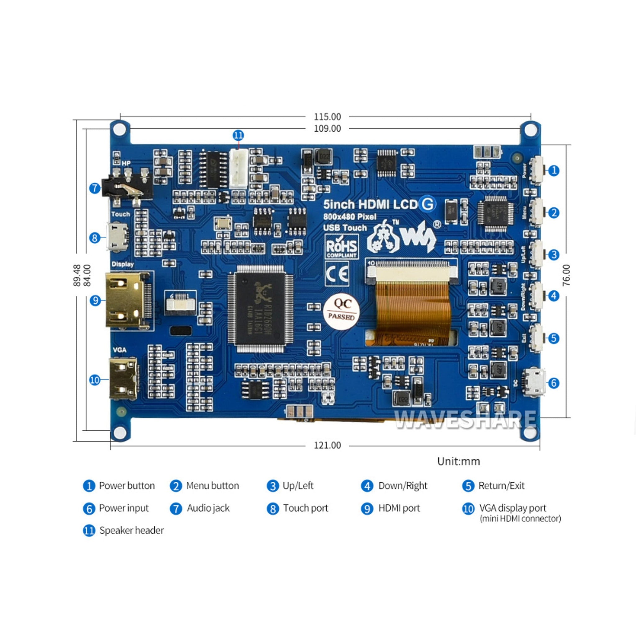 5 inch Raspberry Pi Touch Screen Display – Makerlab Electronics