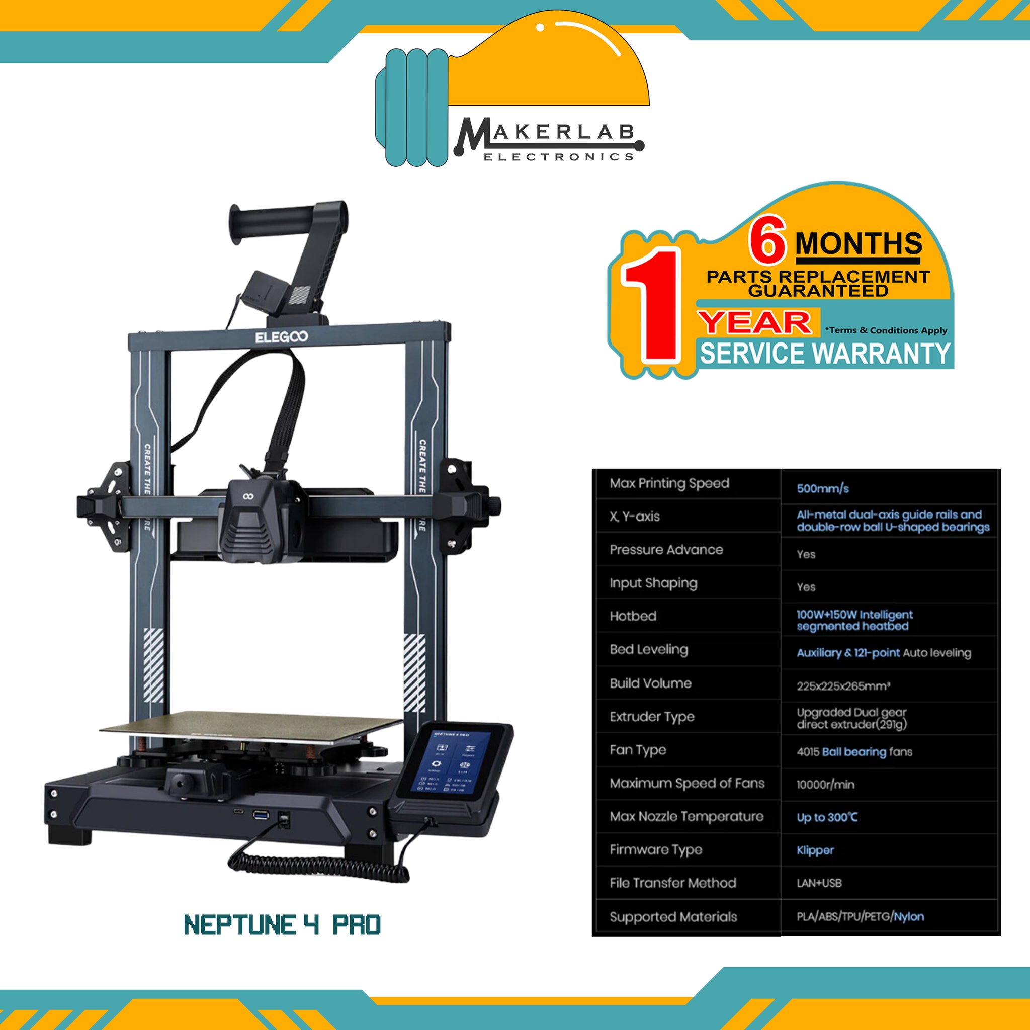 ELEGOO Neptune 4 | Neptune 4 Pro | High-Speed Fast FDM 3D Printer – Makerlab Electronics