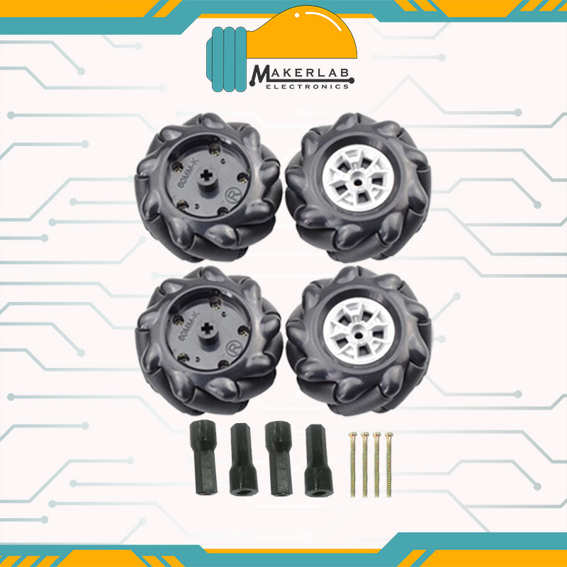 60mm Mecanum Wheel Set Omnidirectional Smart Robot Car with 6.7mm coup ...