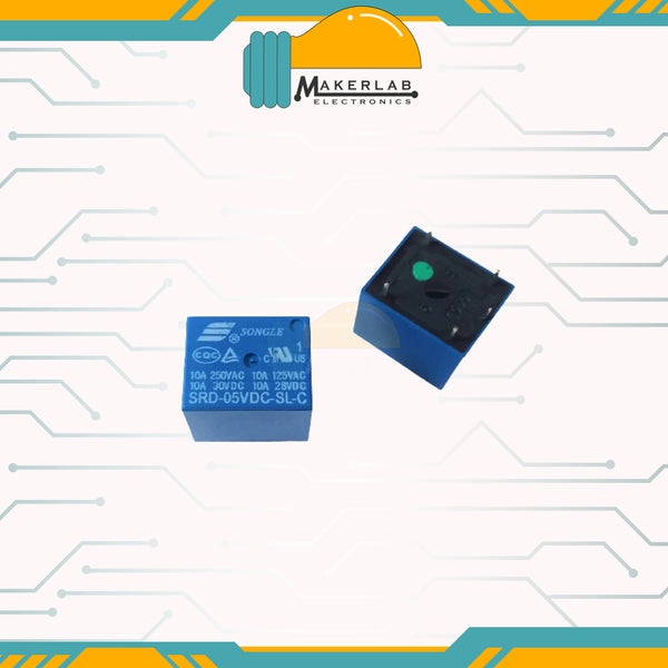 SONGLE 5 Pin SPDT Relay 5V / 12V 10A 250V – Makerlab Electronics